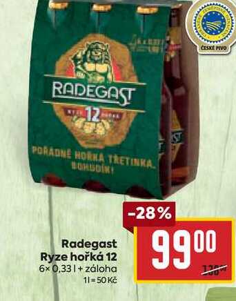 Radegast Ryze Hořká 12, světlý ležák 0,5l v akci | AkcniCeny.cz